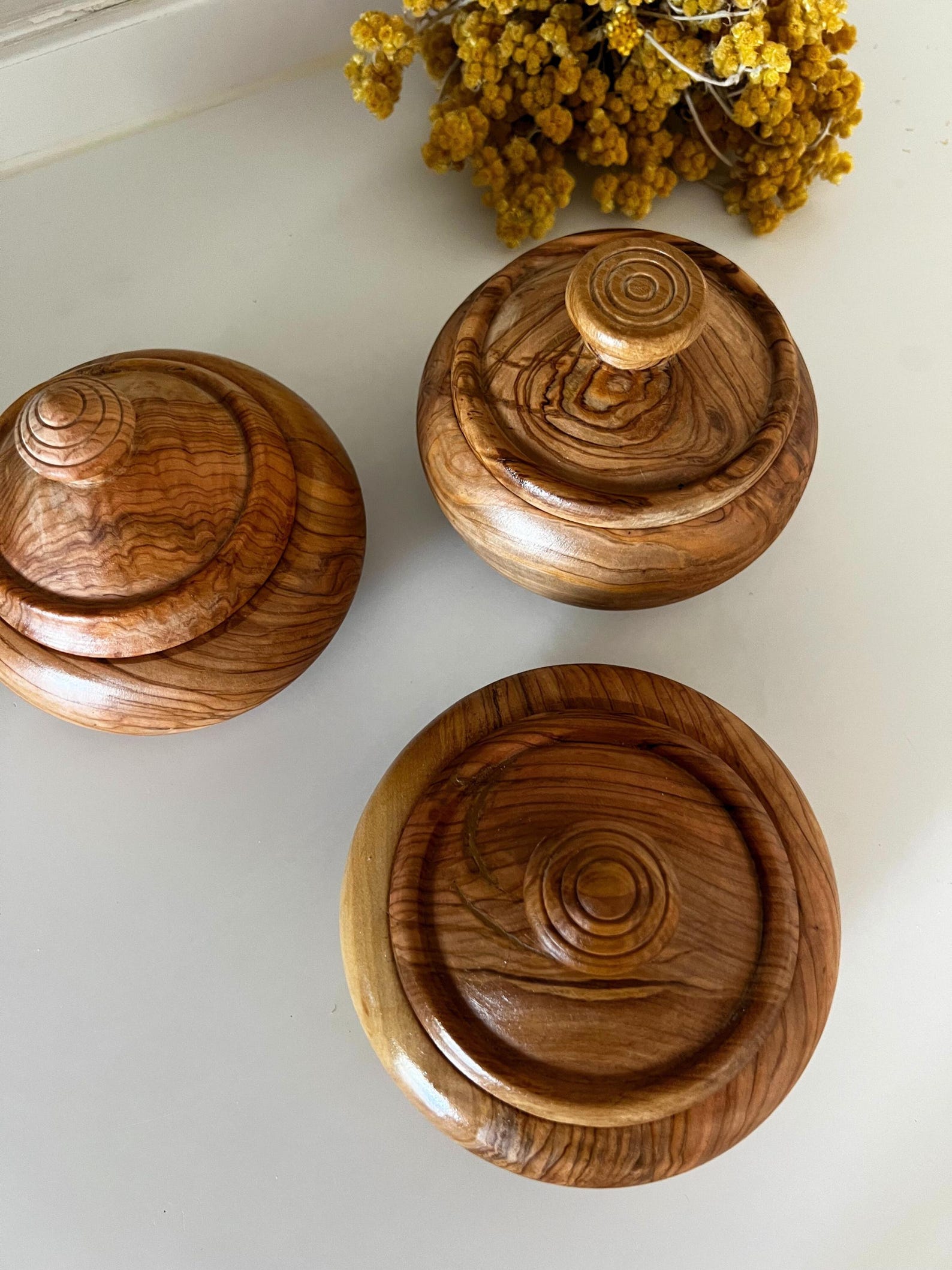 Handmade Olive Wood Jar With Lid – Rustic Kitchen Storage Bowl ...