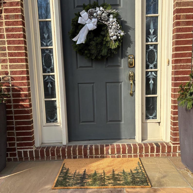 Pine Tree Forest Doormat, Christmas Tree Welcome Mat, Evergreen ...