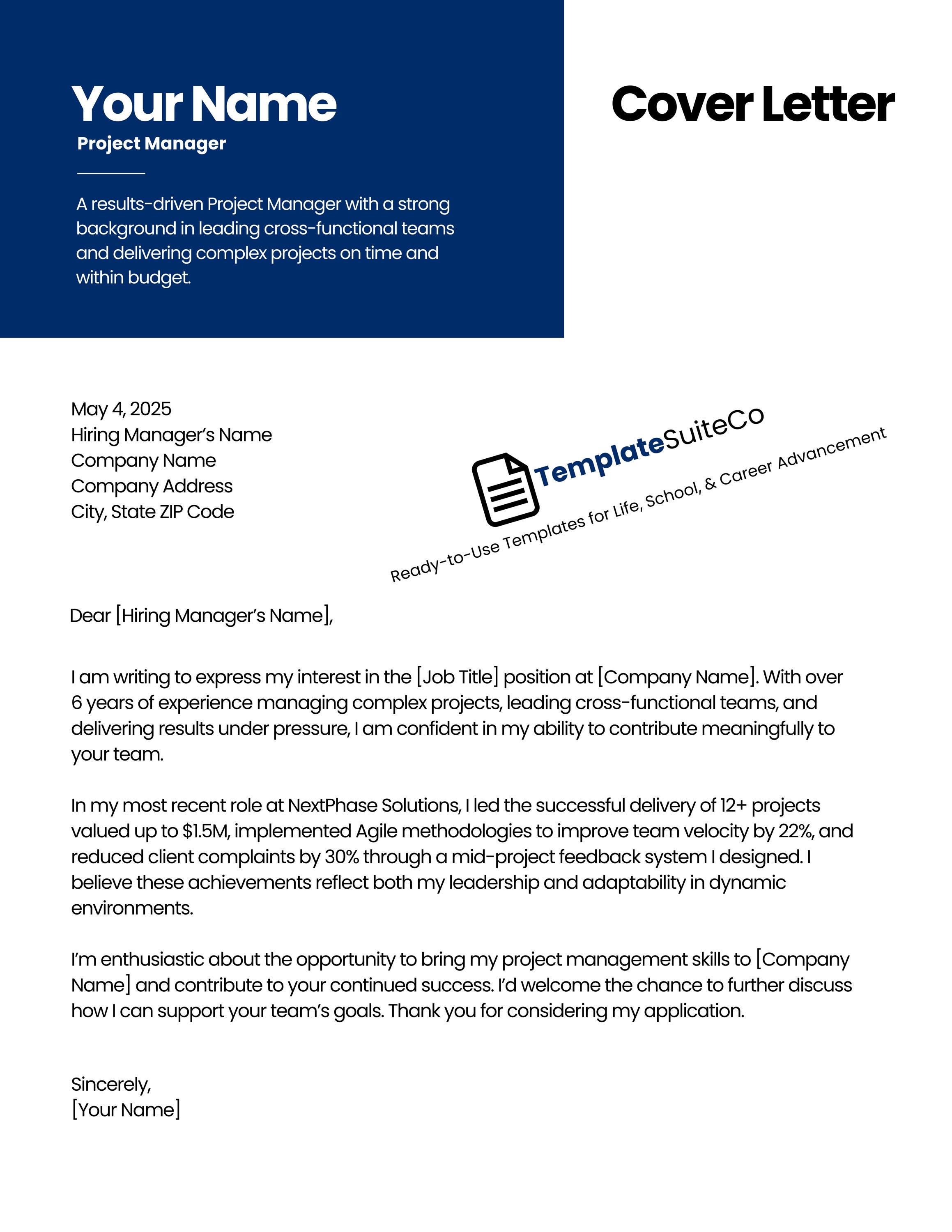 Modern Cover Letter Template 1 - Etsy