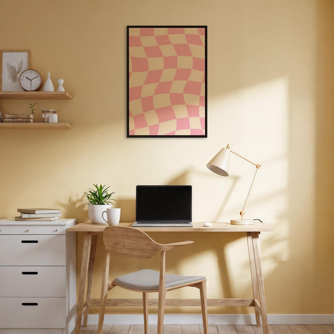 Checkerboard Print, Wall Art Decor, Retro Trippy Poster, Aesthetic ...