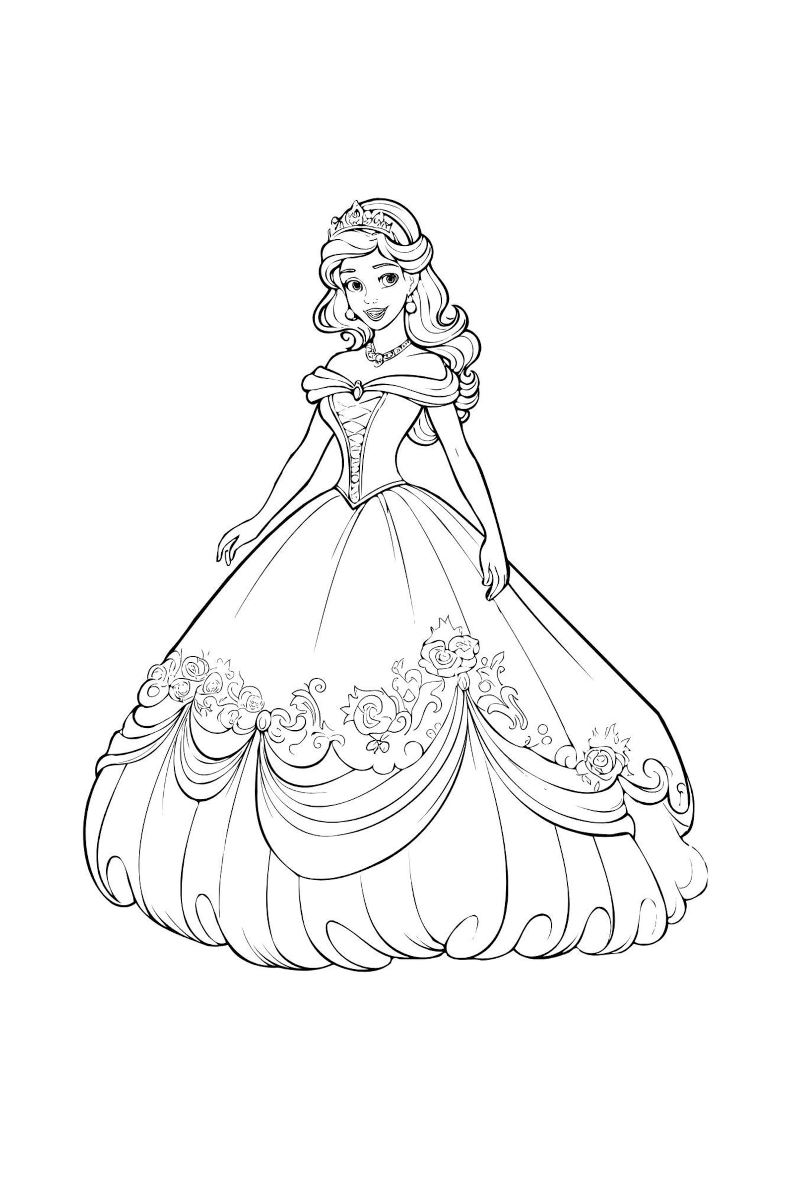 Princess Coloring Book: Over 50 Cute Princess Coloring Pages for Girls ...