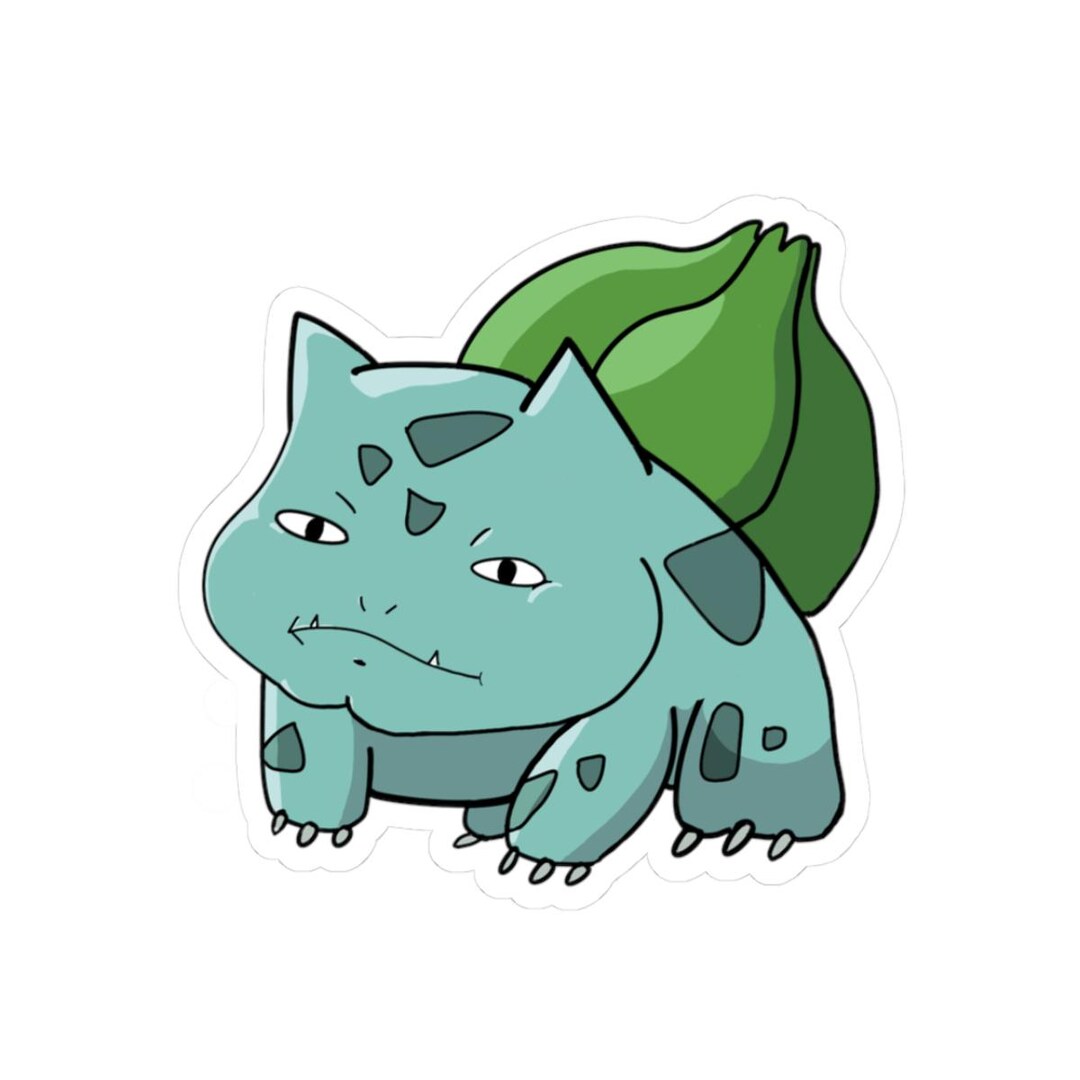 Grumpy Bulbasaur Hand-drawn Kiss-cut Stickers, Cute Grass Type - Etsy