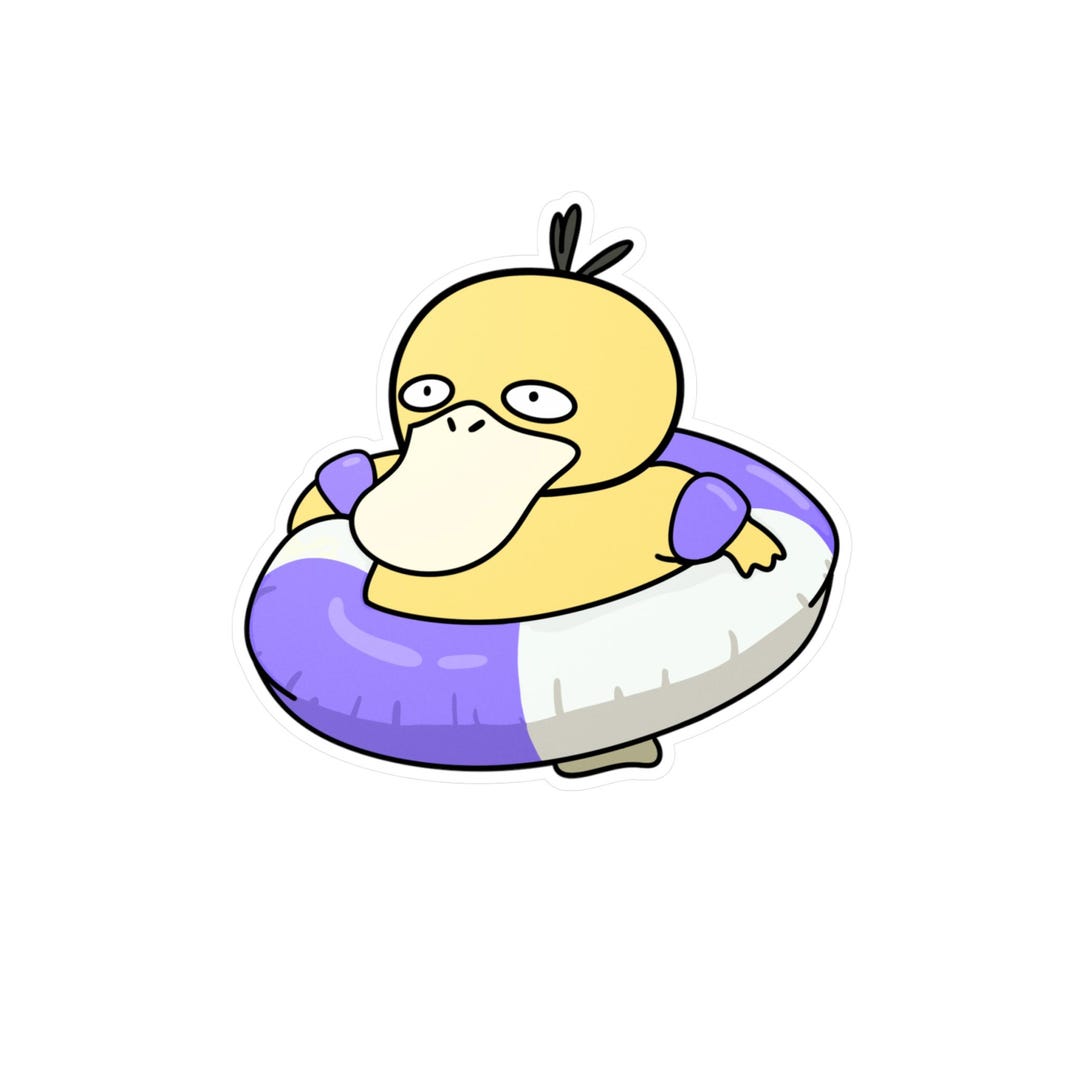 Cute Awkward Psyduck in Swimsuit & Floaties Sticker | Water/scratch ...