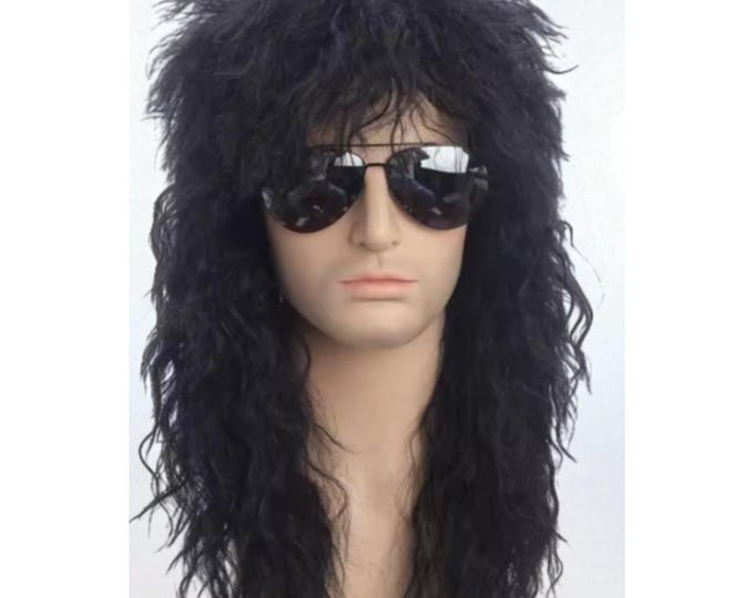 15 Inch Black Rockstar Costume Wig. Rockstar Wig. Rocker Wig [50-263 ...