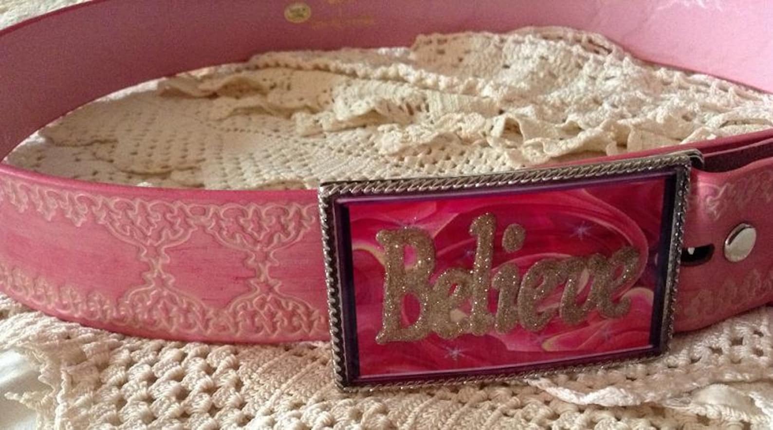 Believe Pink Belt Buckle - Etsy