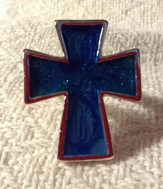 Sparkling Blue Ombre Cross Adjustable Ring | Etsy