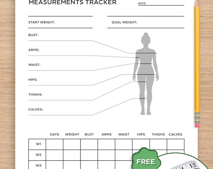 Body Measurement Tracker - Printable, Editable PDF. Two Versions: One ...