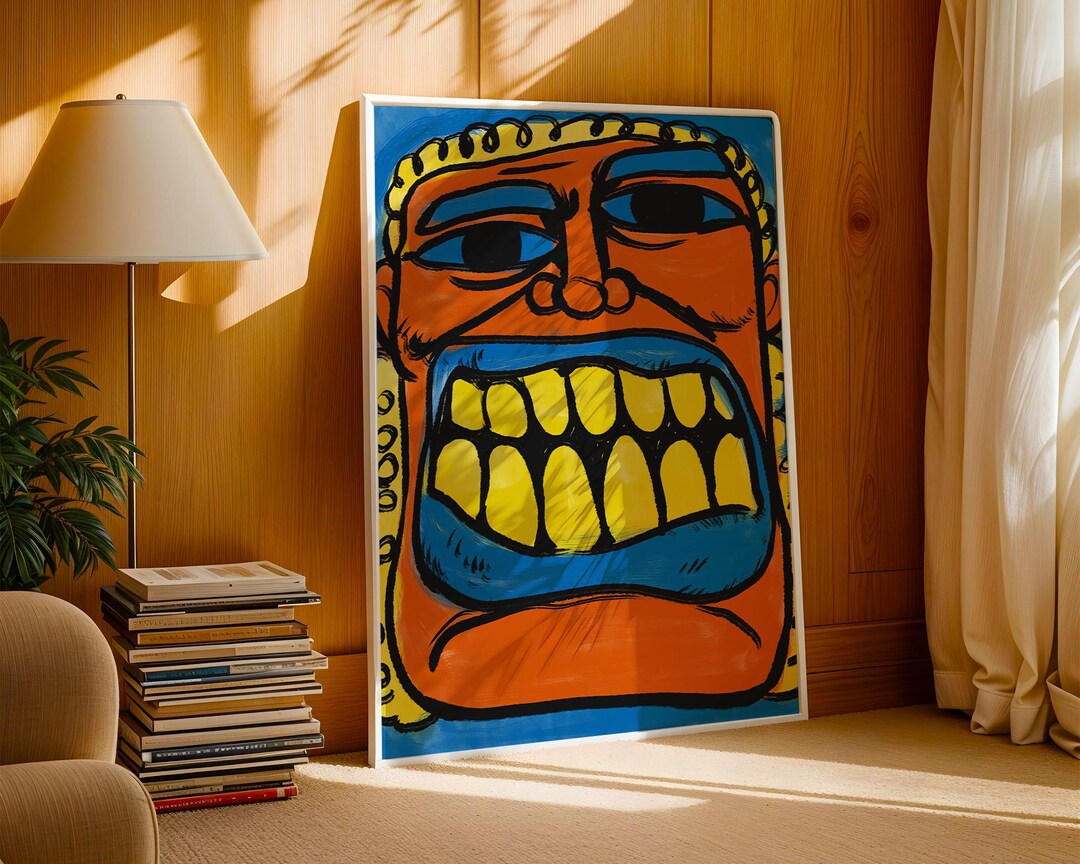 Bold Abstract Face Portrait: Hand-drawn Expressionist Art (digital ...