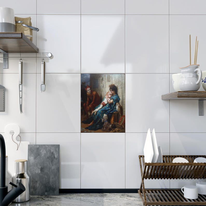 Victorian Circus Tragedy Art Print, Grieving Mother Holding Wounded Child, Emotional Vintage ...