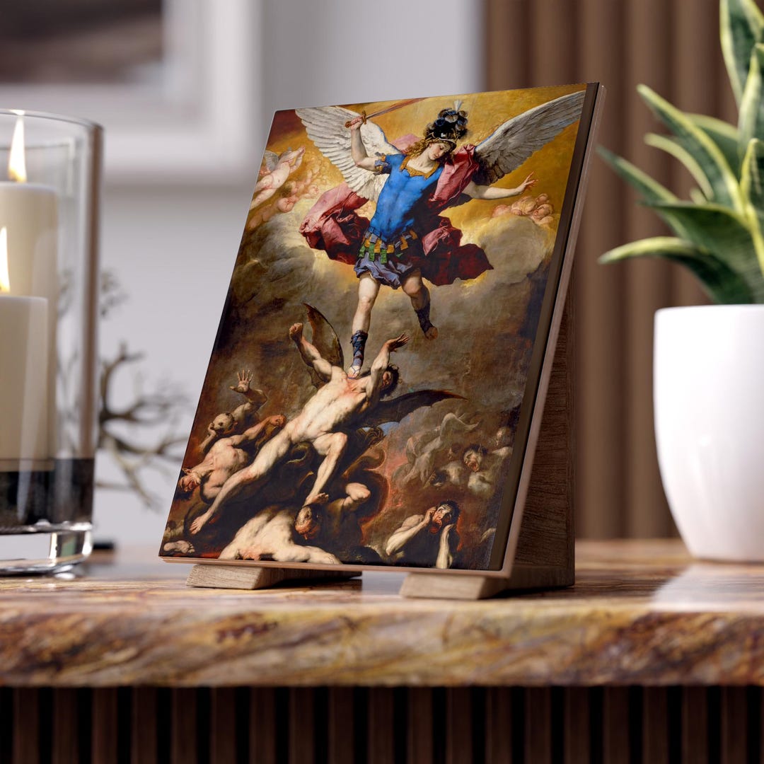 Baroque Angel Vs Demons Art Print, Archangel Michael Defeating Lucifer ...