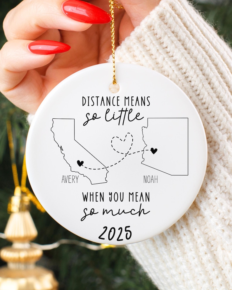 Personalized Long Distance Christmas Ornament: Custom States & Name ...