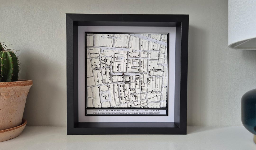 Framed 3D Map of Soho in 1854 by John Snow Showing Cholera Fatalities - Etsy