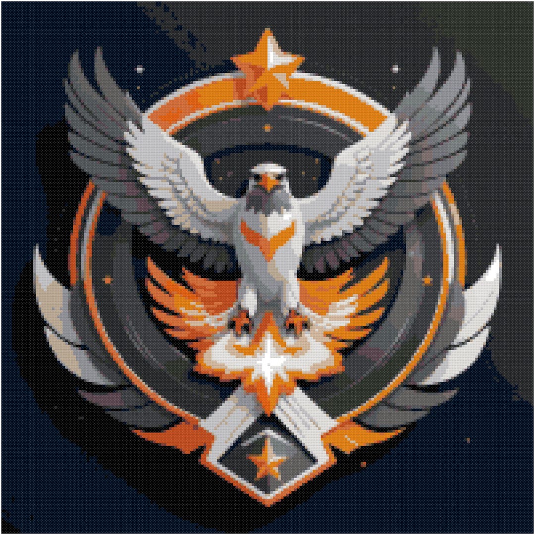 Solar Falcon Cross Stitch Pattern PDF | Celestial Bird Emblem ...