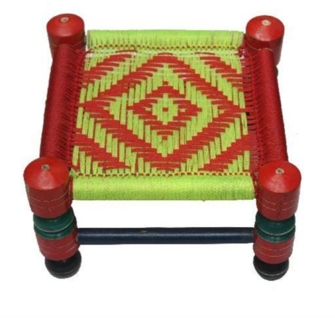 Traditional Multi Color Wood Fixed Stool / Wood Chowki / Peeri / Wood ...