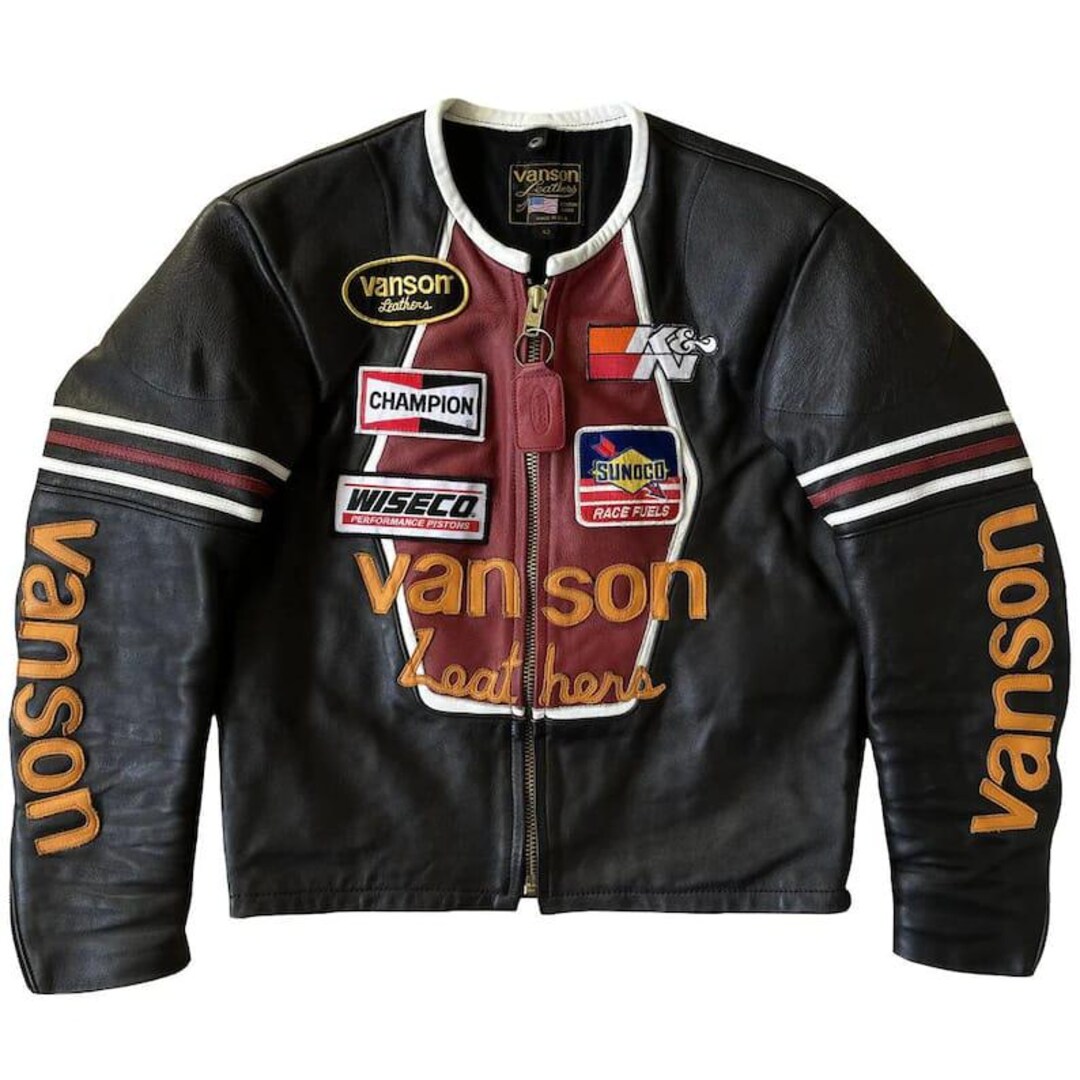 Handmade Vanson Genuine Cowhide Leather Jacket, Bikers Racing Leather ...