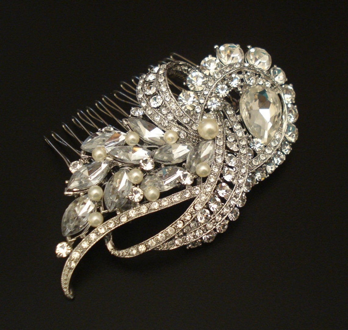 Vintage Style Bridal Rhinestone Hair Comb With Ivory or White - Etsy