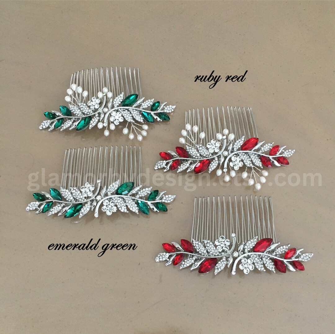 Hair Comb Green Red Purple Aquamarine Gray Black Blue Opal Sapphire ...