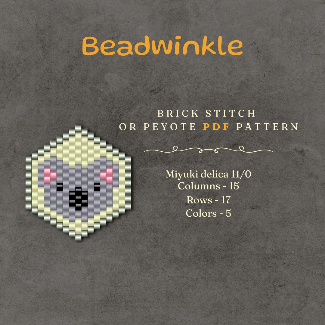Cute Koala Bead Pattern PDF – Animal Face Pendant for Peyote or Brick ...