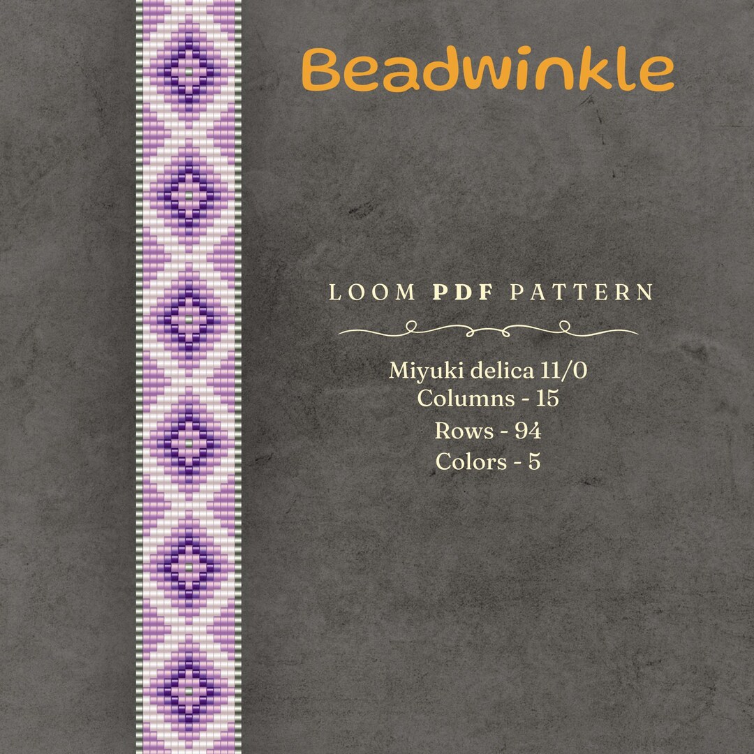 Violet Tribal Loom Pattern PDF – Geometric Beadwork in Purple and White ...