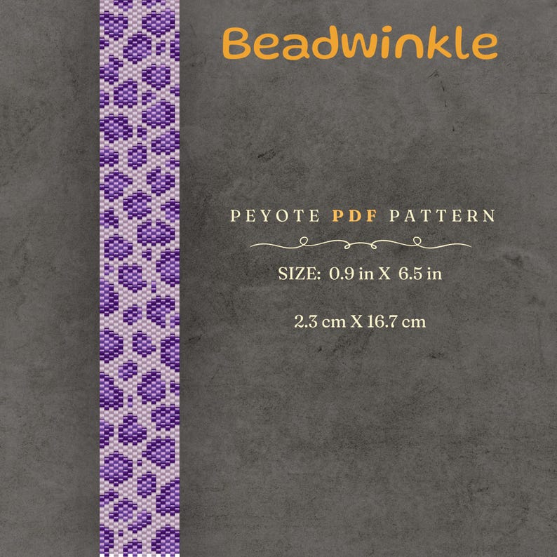Purple Leopard Bracelet Peyote Pattern PDF – Amethyst Peyote Beading ...