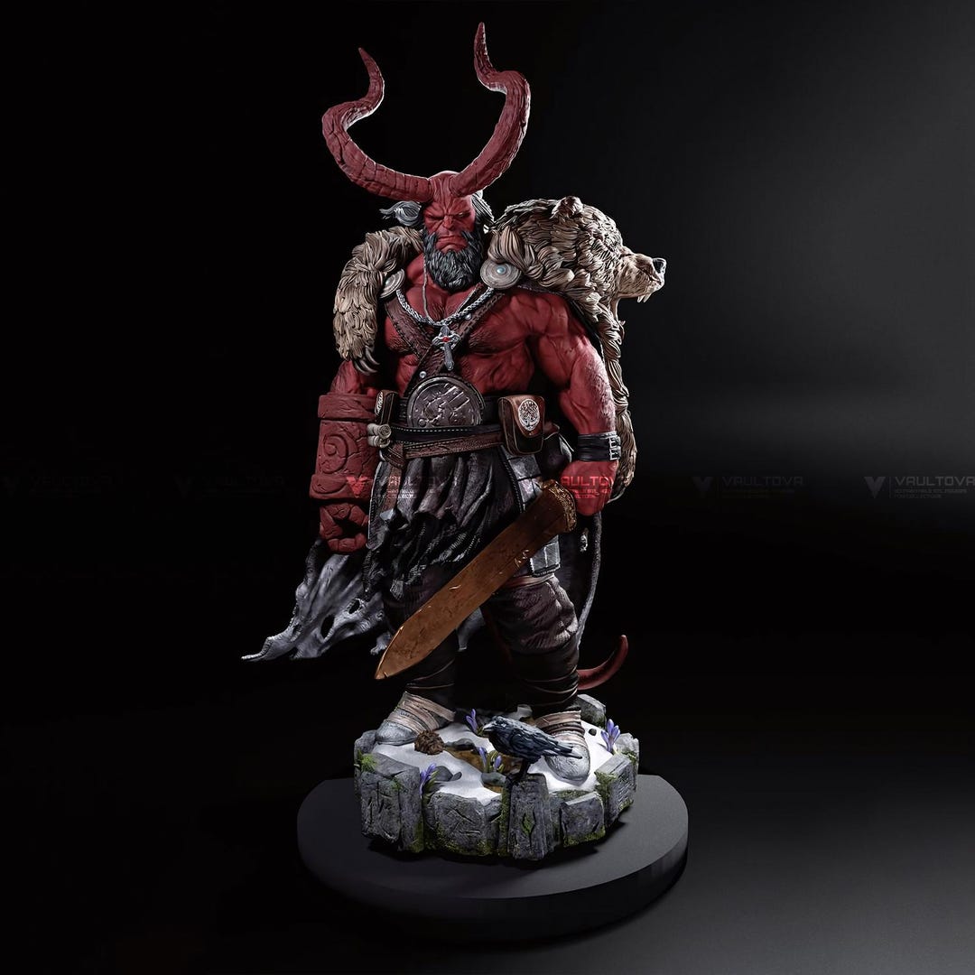 Winter Demon Lord STL for 3D Printing | Horned Warrior With Sword ...