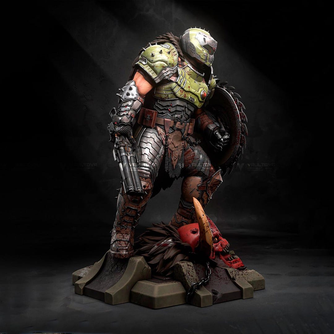 Doom Slayer STL Fan Art Model | Brutal Shield Warrior STL Figure | Doom ...