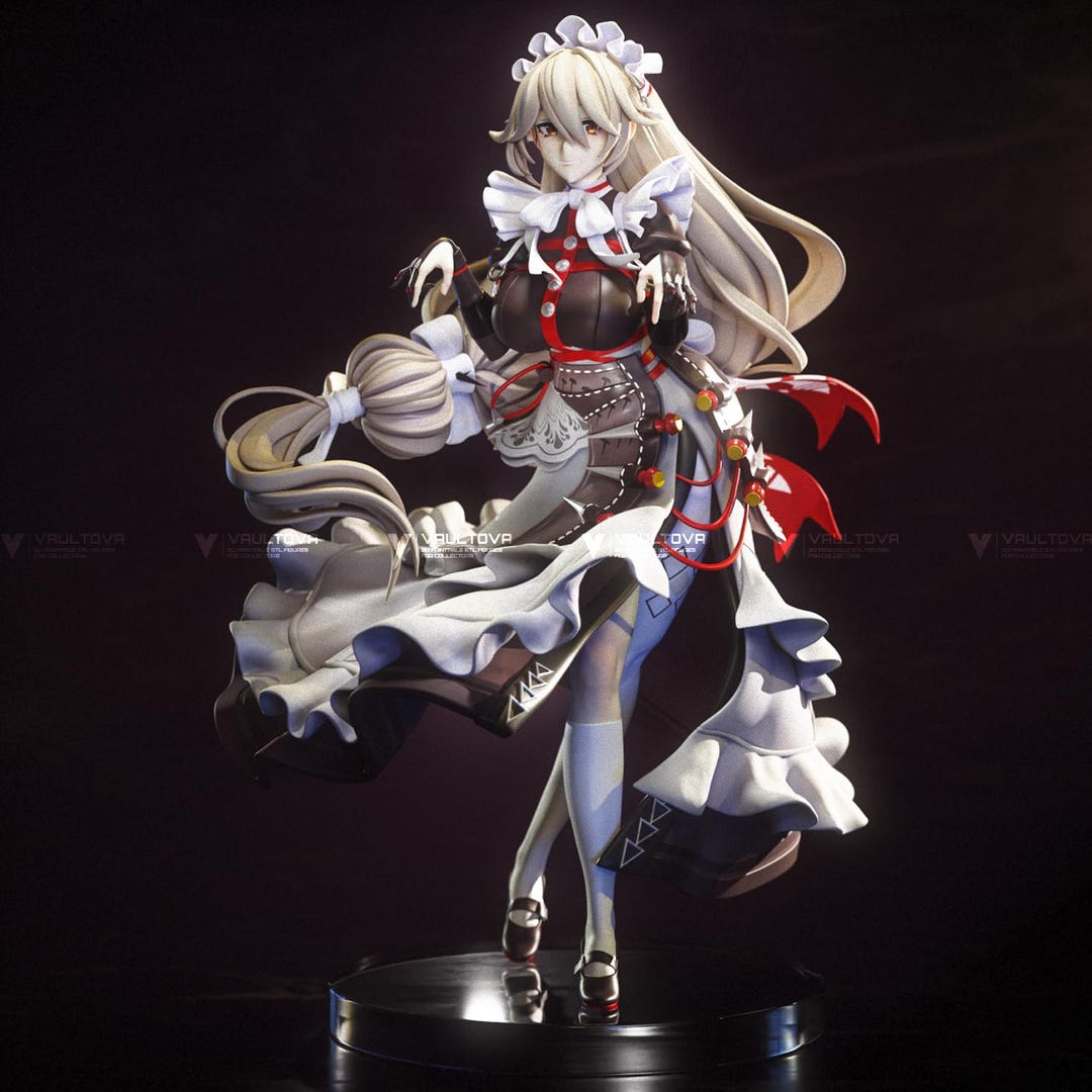 Gothic Maid Stl Figure for 3D Stl File Printing | Flowing Dress Anime ...