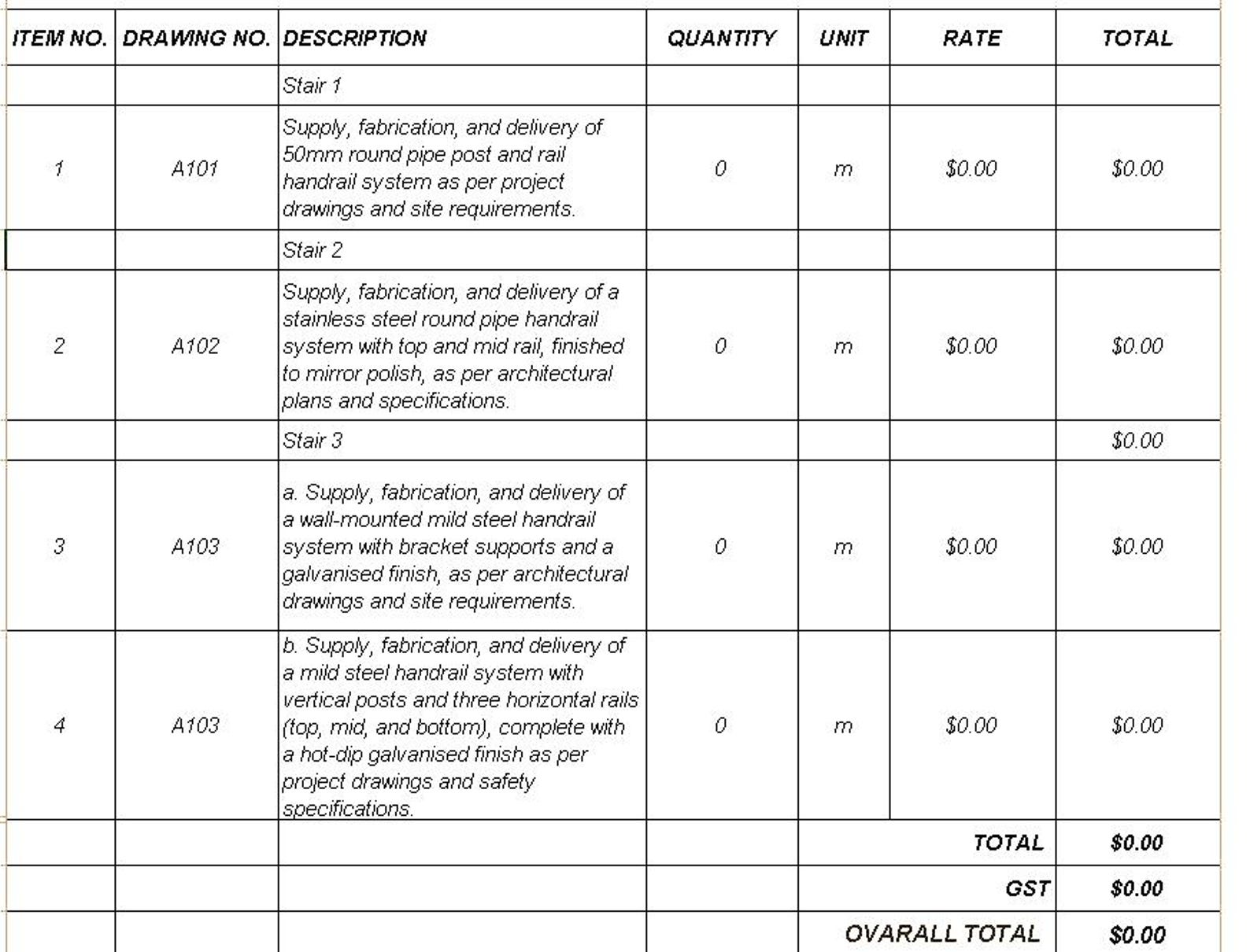 Steel Fabrication Estimating Steel Template/ Metal Fabrication Estimate ...