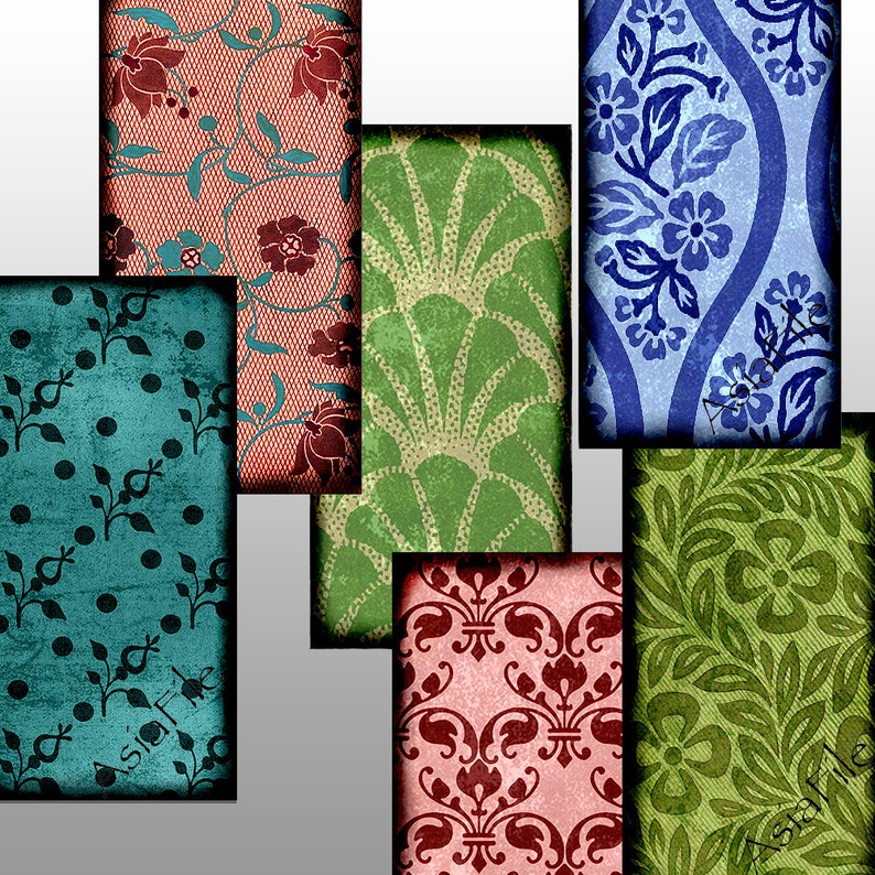 1X2 Inch Rectangles Digital Images Vintage Wallpaper | Etsy