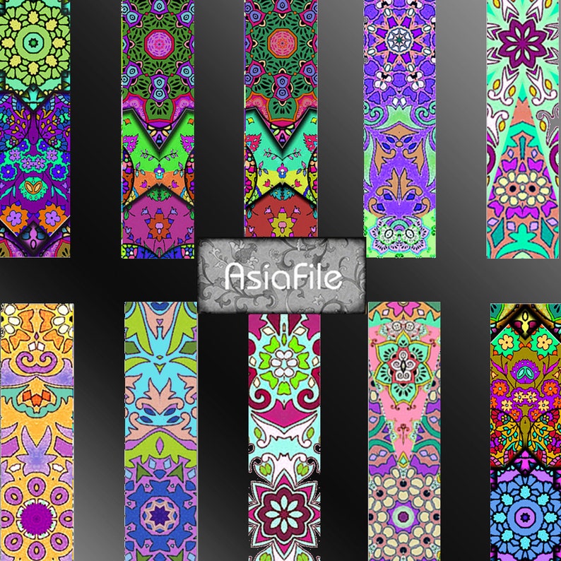 Printable Tiny Art Strips Pendants and Earrings Colorful .5" X 3" (13mm ...