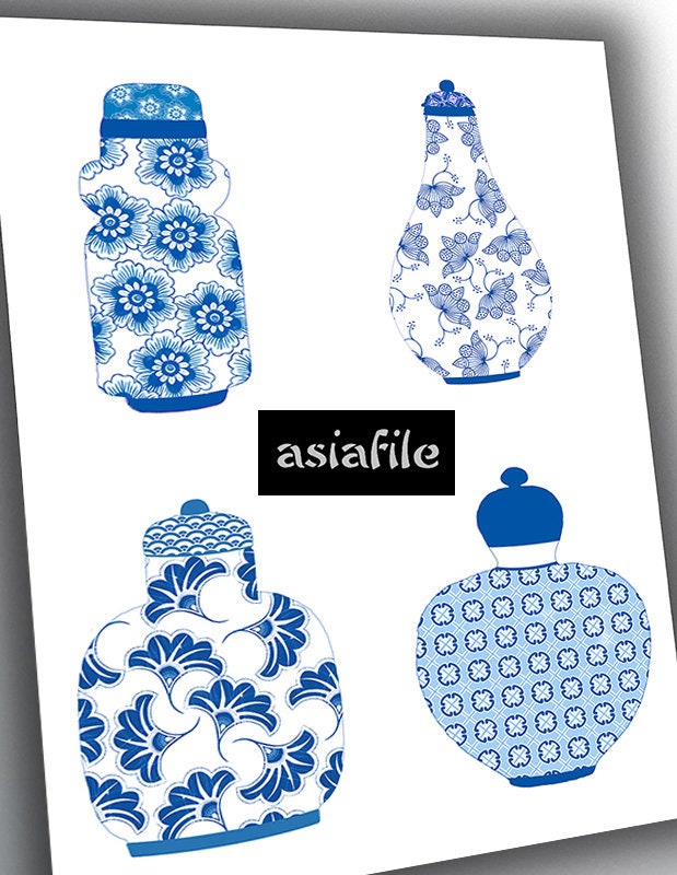 Digital Printable Chinoiserie Snuff Bottles Clip Art Downloads - Etsy