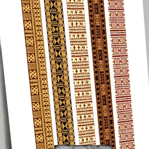 DIGITAL 1" X 11" Printable Paper Bead Strips, Hawaiian Tapa Designs ...