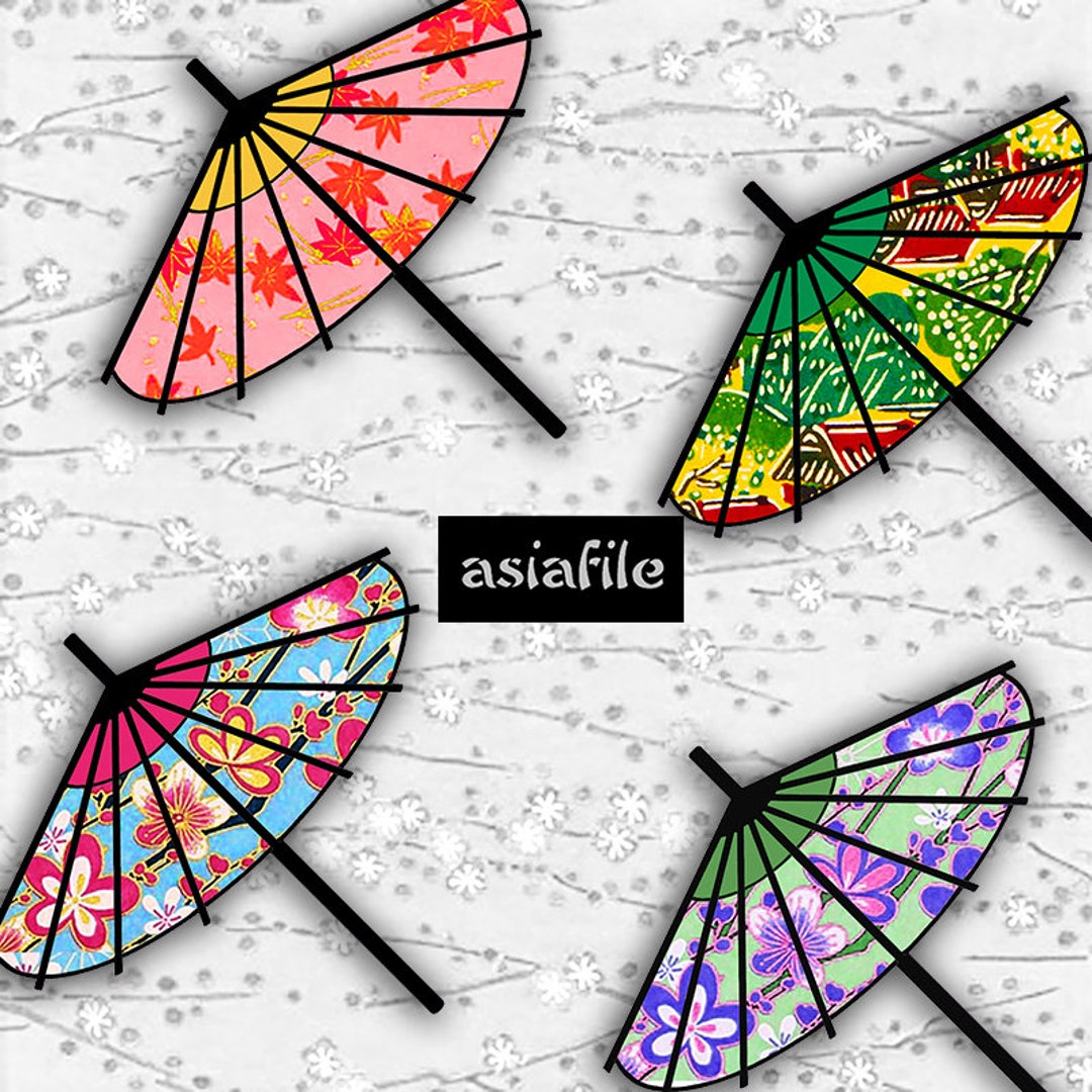 Digital Printable Japanese Umbrellas 12 Images 3-inch Wide Asian ...