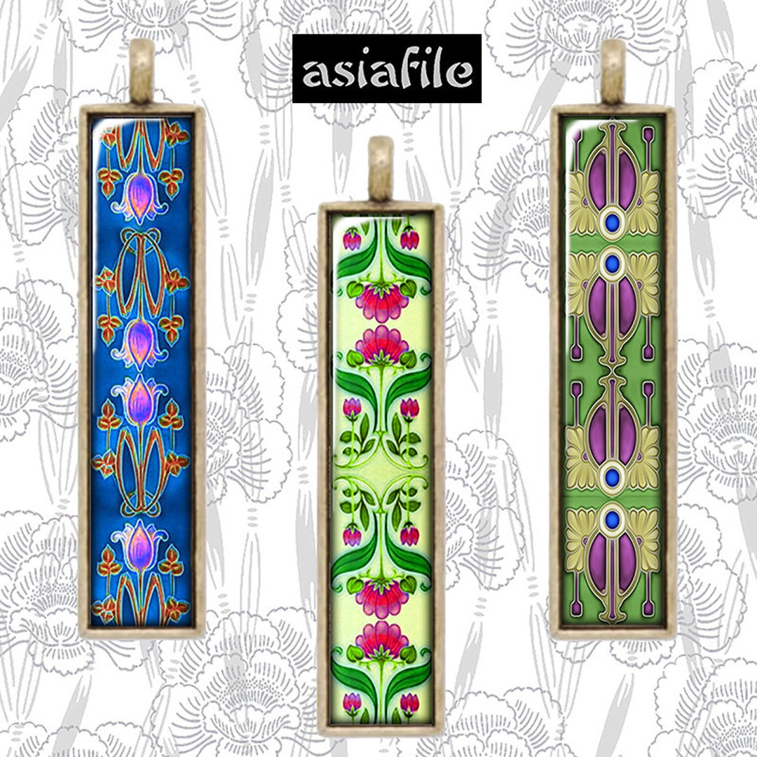 DIGITAL Pendant Images 10mm X 50mm Vintage Art Nouveau Designs for ...
