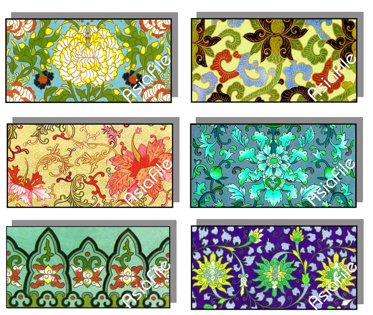 Printable Digital Art Asian Art Collage Sheet Horizontal | Etsy