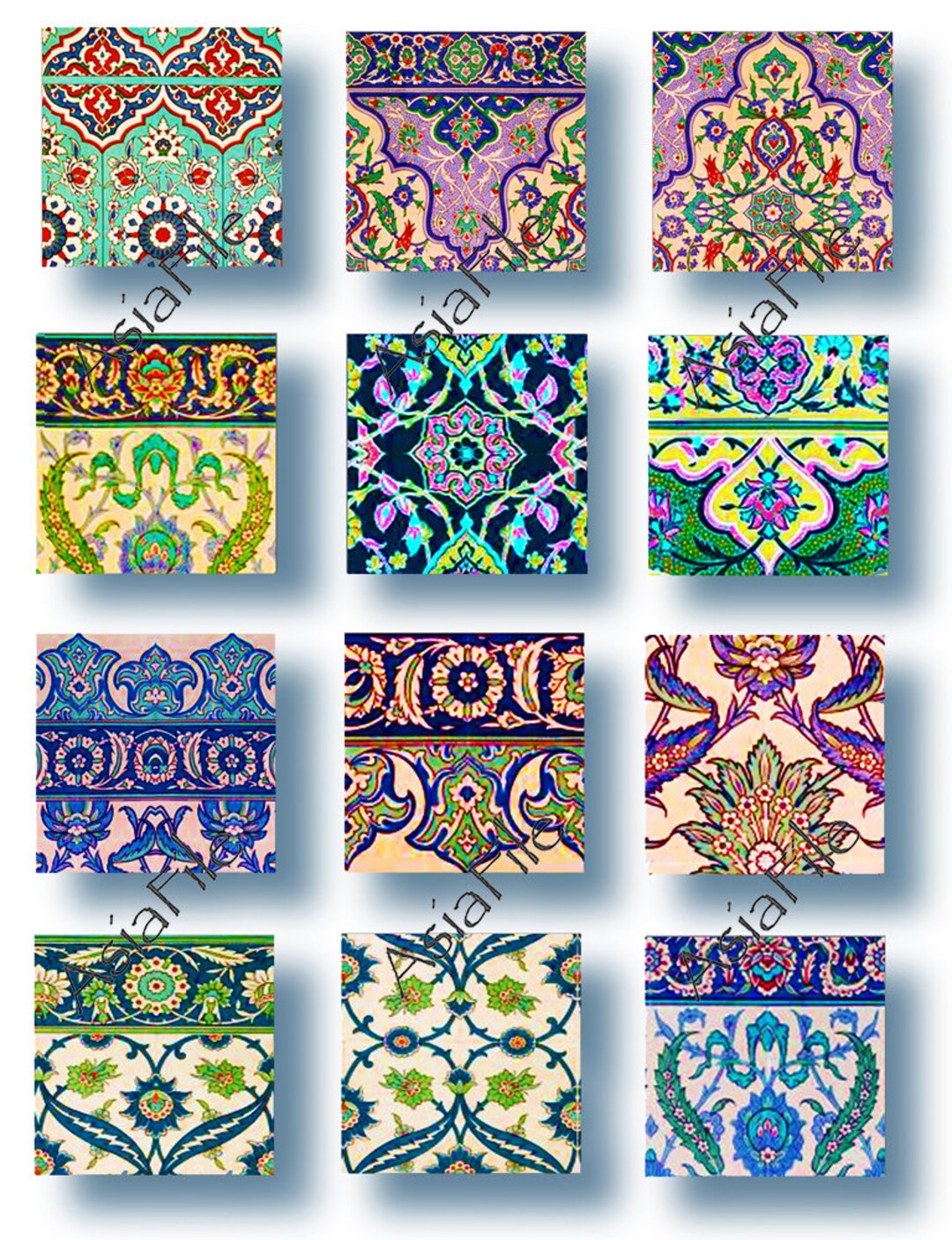 Arabic Islamic Tiles 1 Inch Squares Digital Printable Scrapbooking ...