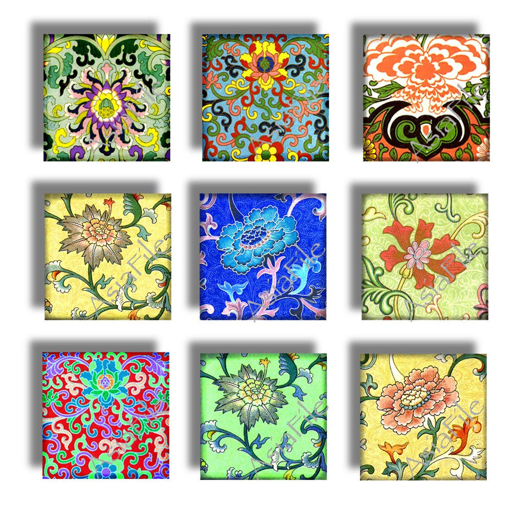Chinese Floral Clipart, 1 Inch Squares (digital Download) - Etsy