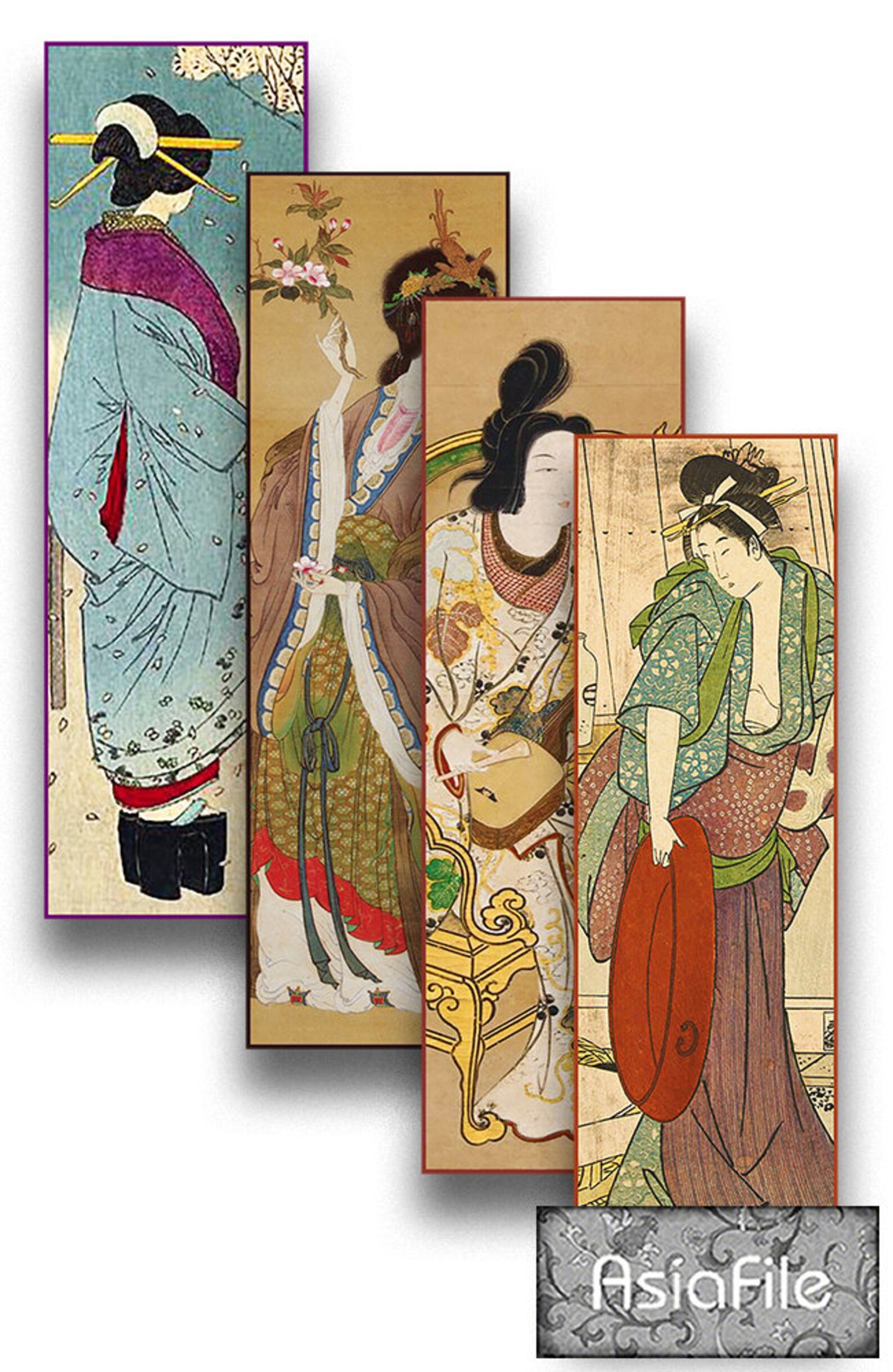 Digital Printable Asian Art 3 Sheets 1" X 3" and 1.5" X 5" for ...
