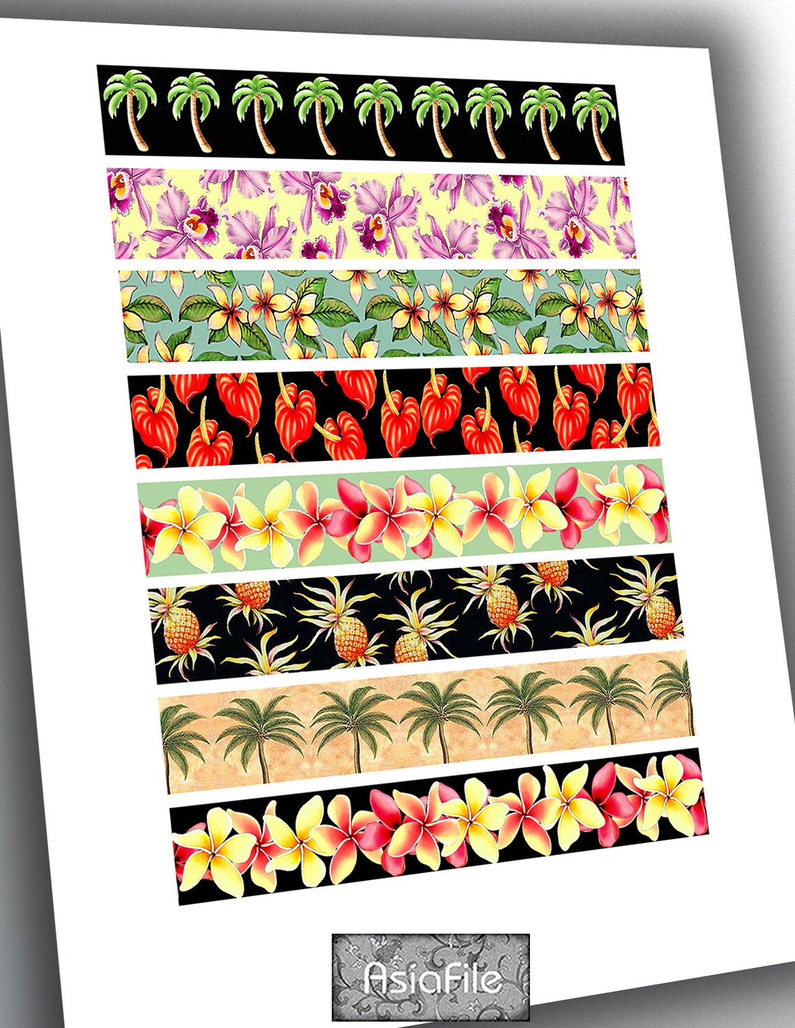 Printable Digital Art Strips Bracelet Cuffs Bookmarks Digital | Etsy