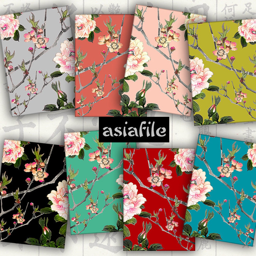 Printable Digital Art Cards 3.5" X 5" Gorgeous Asian Floral Chinoiserie ...