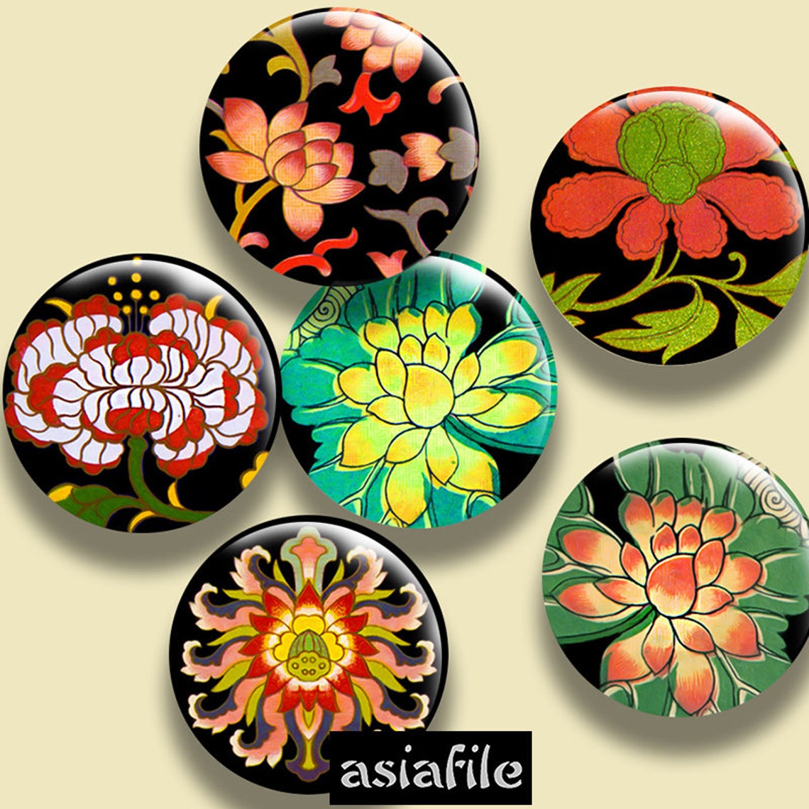 Printable Digital Sheet 1 Inch Circles Digital Art: Chinese - Etsy