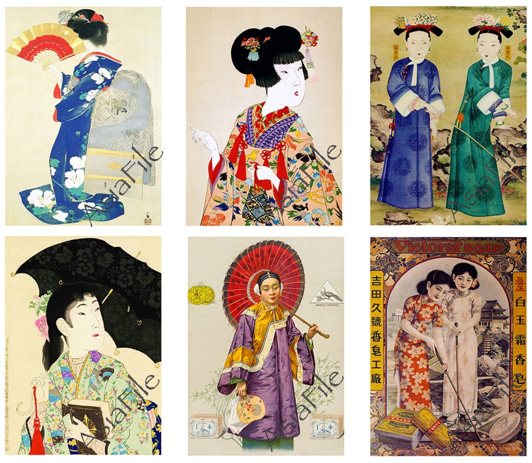 DIGITAL Art Card Size Vintage Asian Women ATC Cards - Etsy