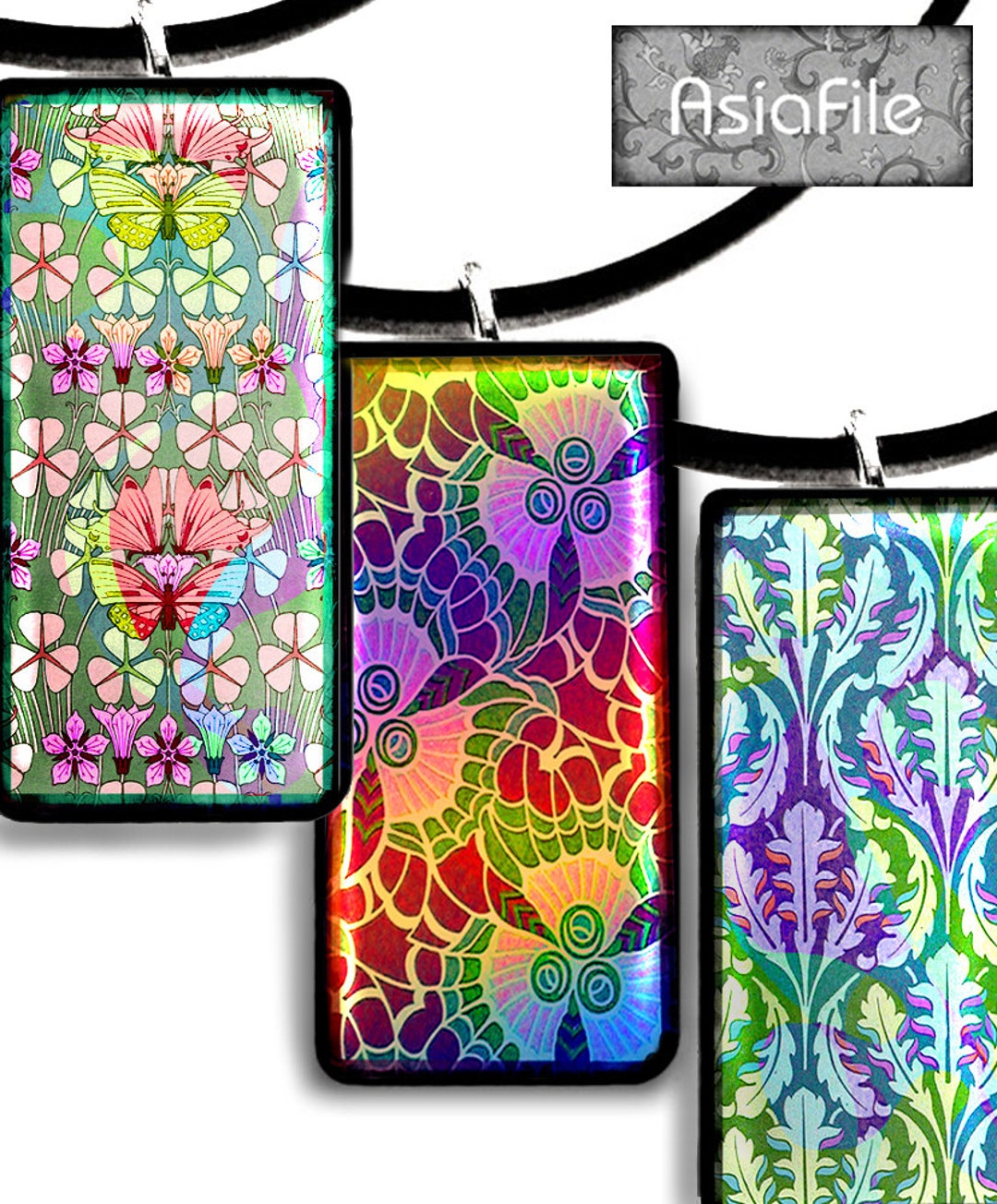 Printable Digital Pendant Images, 1 X 2 Inch Very Colorful Patterns ...