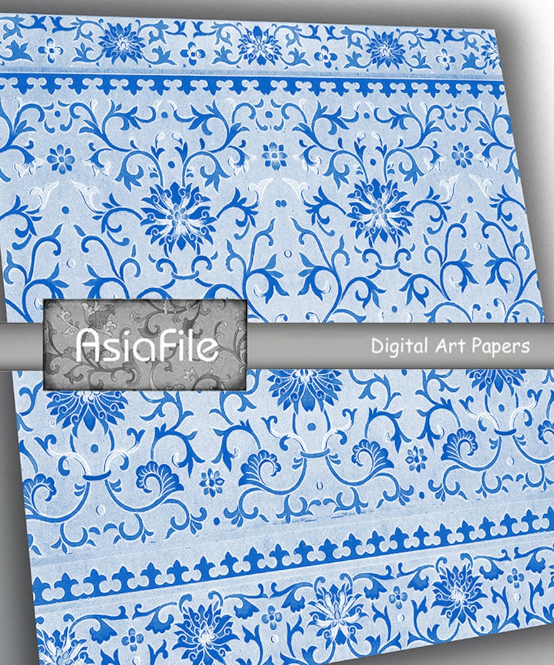 Blue & White Chinese Ornament Digital Paper Pack (12"x12") - Etsy