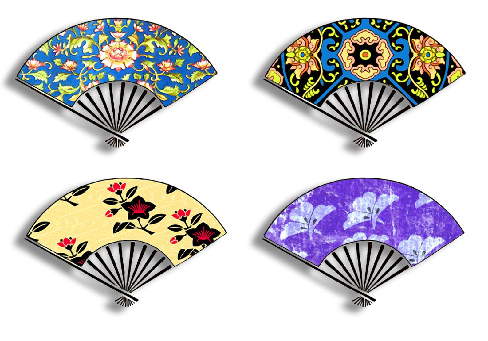 Digital Printable Japanese Fans Images Digital Art Asian | Etsy