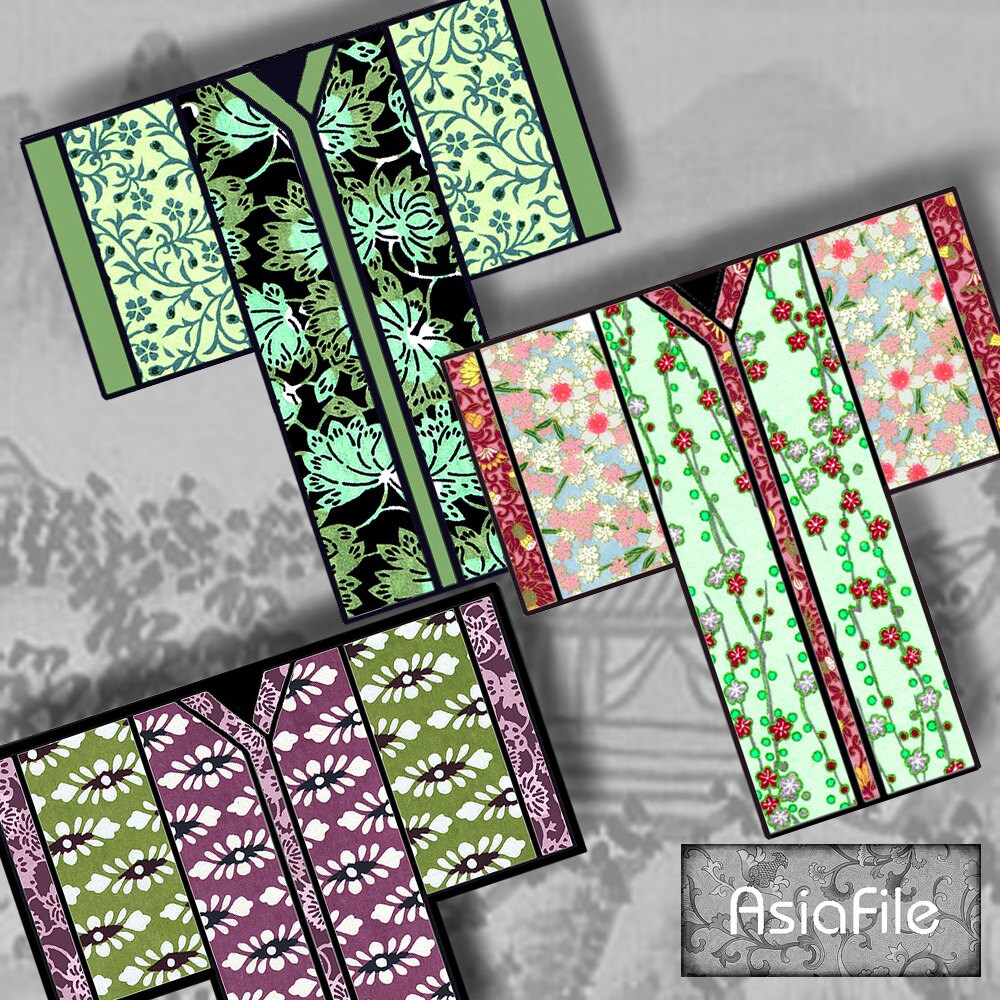 DIGITAL Printable Japanese Asian Designs 1.5 Kimonos | Etsy