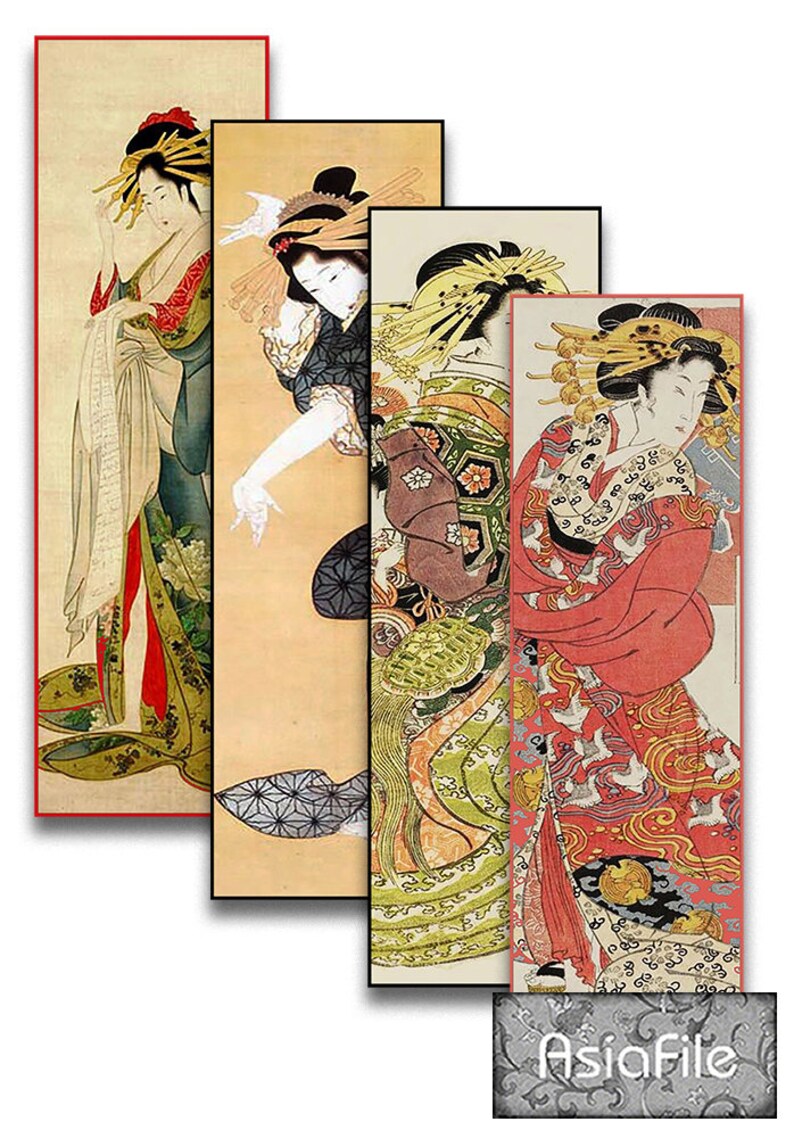 Digital Printable Asian Art 3 Sheets 1" X 3" and 1.5" X 5" for ...