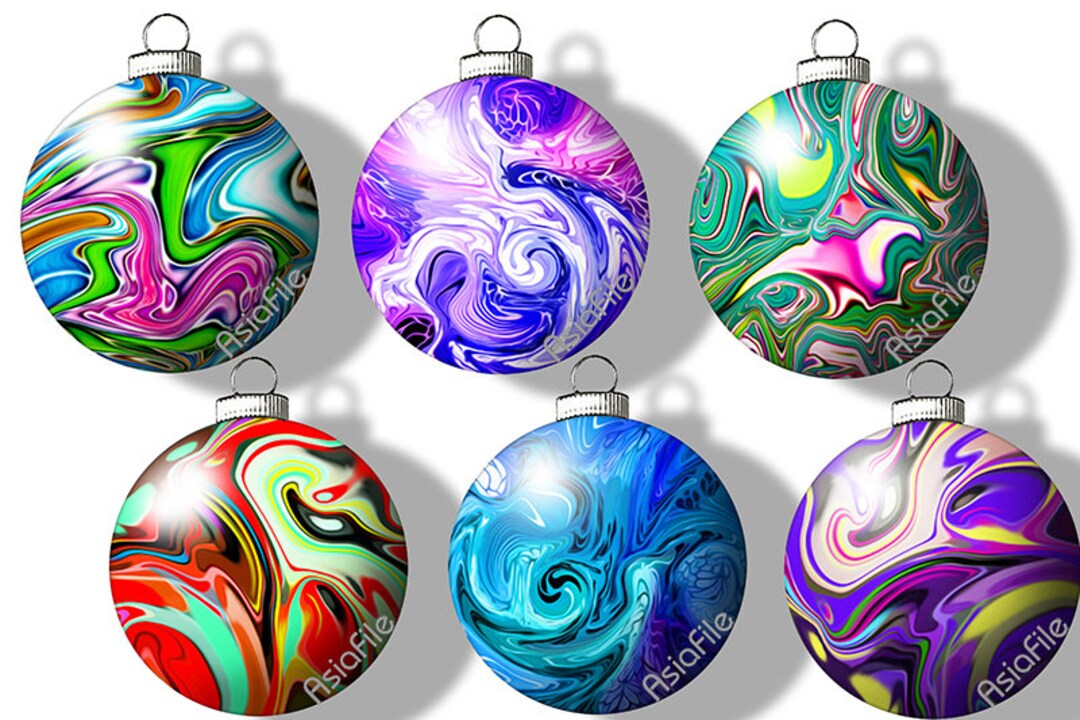DIGITAL Christmas Ornaments 48 Designs Marbled Balls Printable Clip Art ...