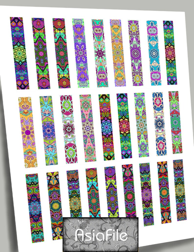 Printable Tiny Art Strips Pendants and Earrings Colorful - Etsy