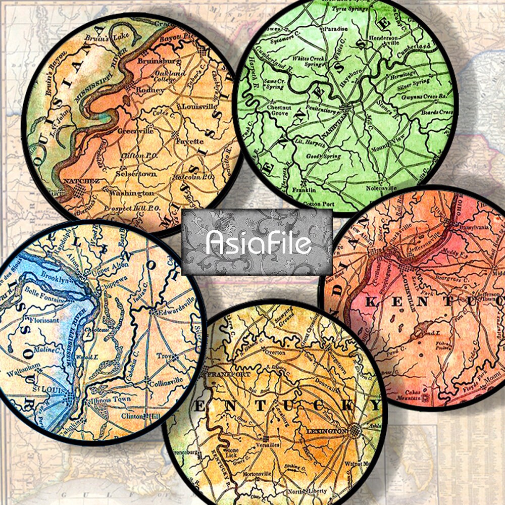 Printable Digital U.S. Cities 1845 Maps Digital Sheet 1 Inch | Etsy